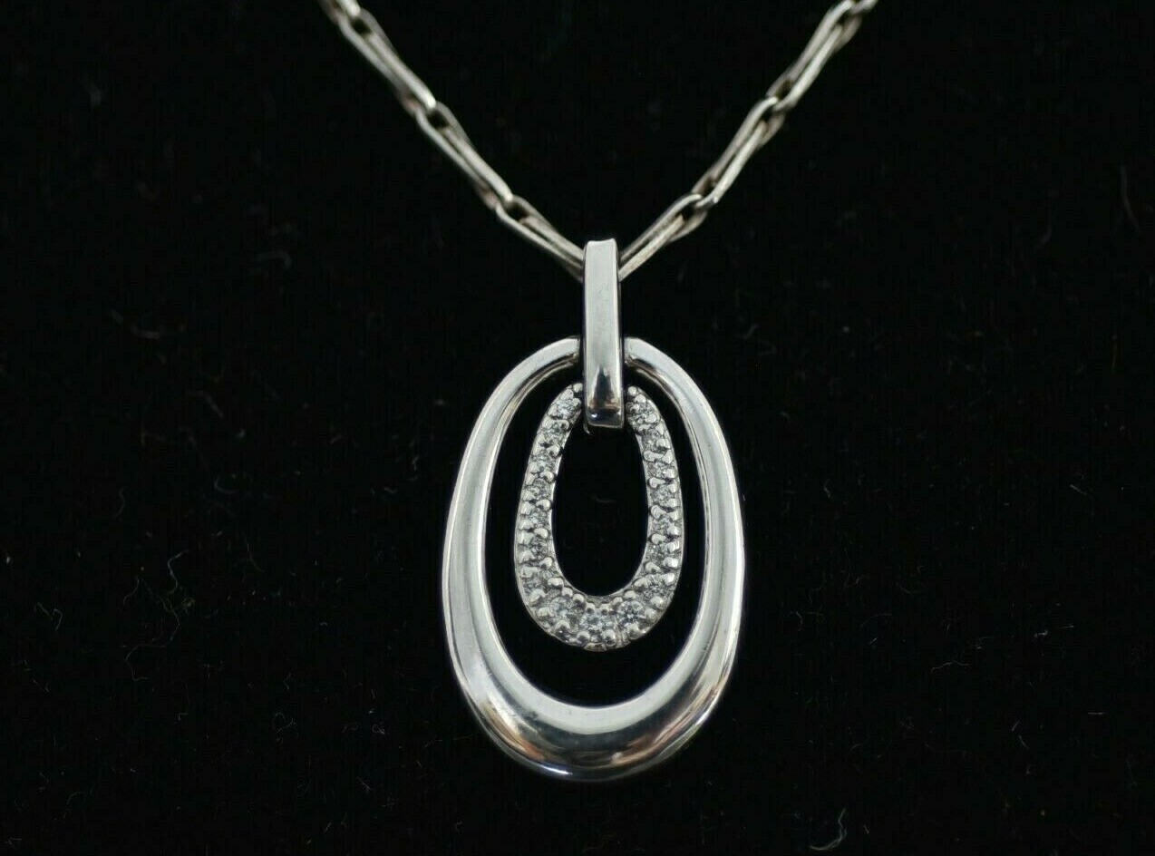 EXQUISITE TC JEWELRY PENDANT CLEAR STONES WITH STERLING SILVER NECKLACE ...