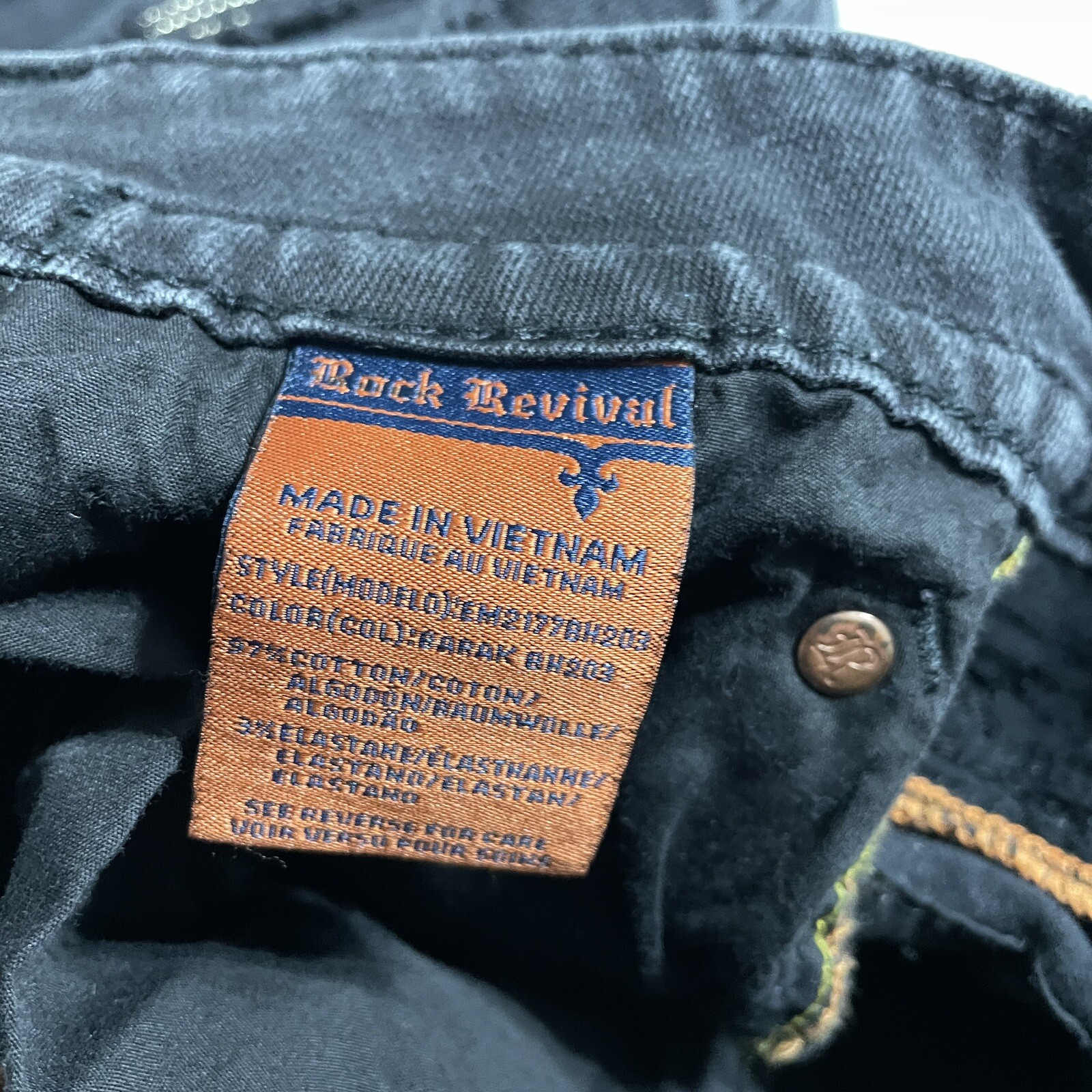 Mens Rock Revival BARAK Black Gold Stitch Leather Tag… - Gem