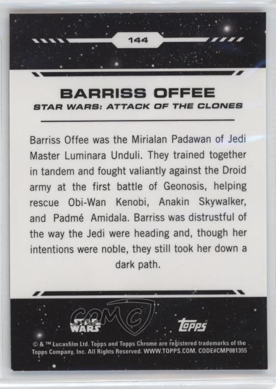 2024 Topps Chrome Star Wars Blaster Red RayWave Refractor Barriss Offee ...