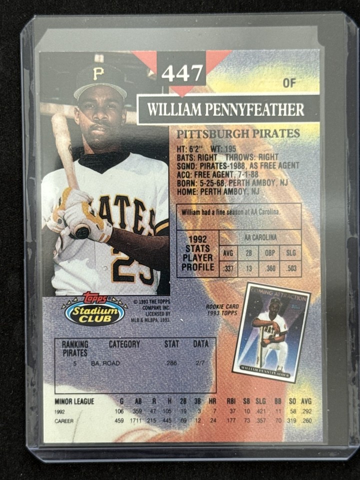 1993 Stadium Club #447 Will Pennyfeather First Day Production | eBay