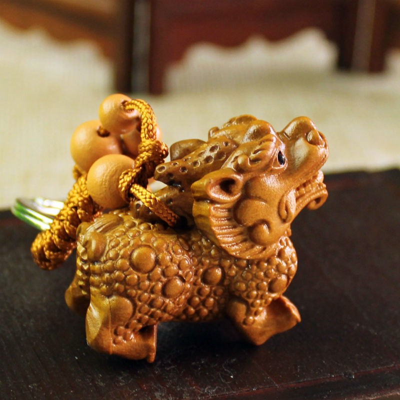 Excellent Wood Kirin Netsuke, Peach Wood, Light Brown Tone, From Japan ...