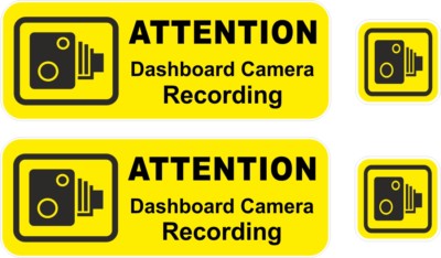 4 Pcs Attention Dash Cam Camera Recording Safety Insurance car sticker ...