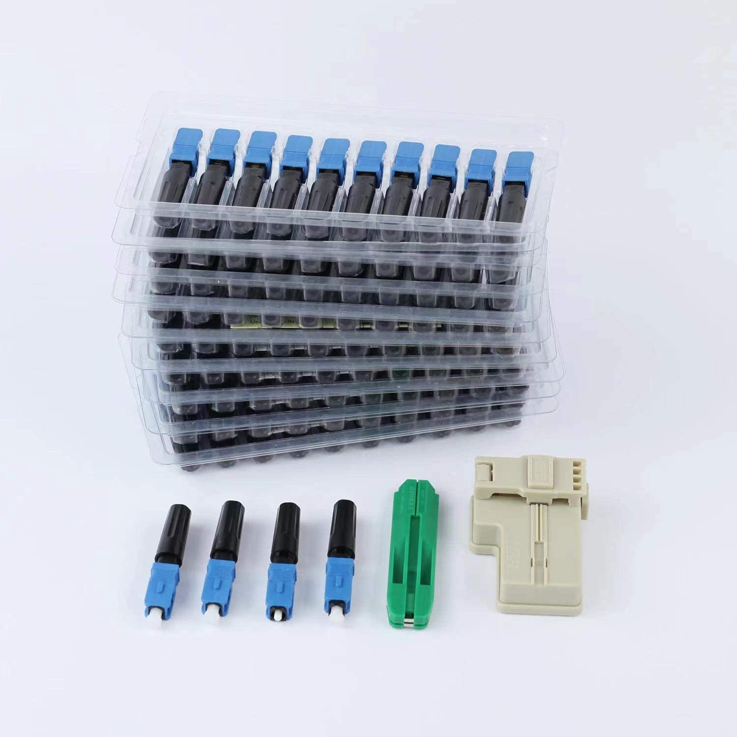 100Pcs SC UPC Fiber Optic Quick Connector with Matched Tools Fiber ...
