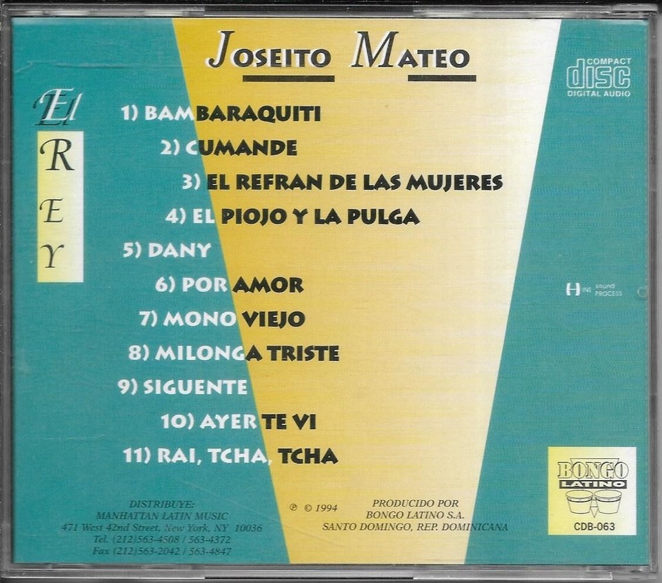 Joseito Mateo - El Rey (Merengue) CD album | eBay