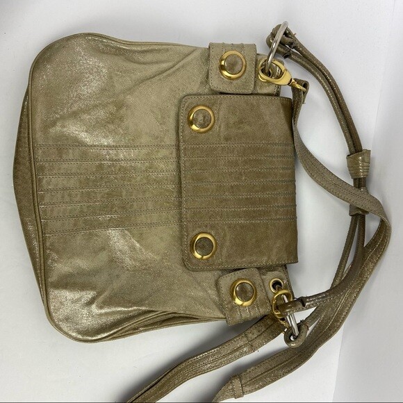 Cynthia Rowley Hillary Metallic Gold Shoulder Bag Lea… - Gem