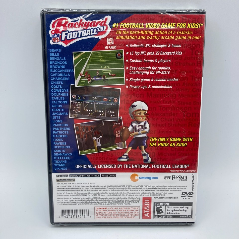 Backyard Football '08 Sony PlayStation 2 PS2 2007 New Sealed Tom Brady ...