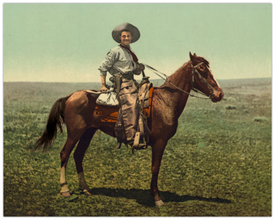 VINTAGE RESTORED 1898 Cowboy Photocrom Print OLD WEST | eBay