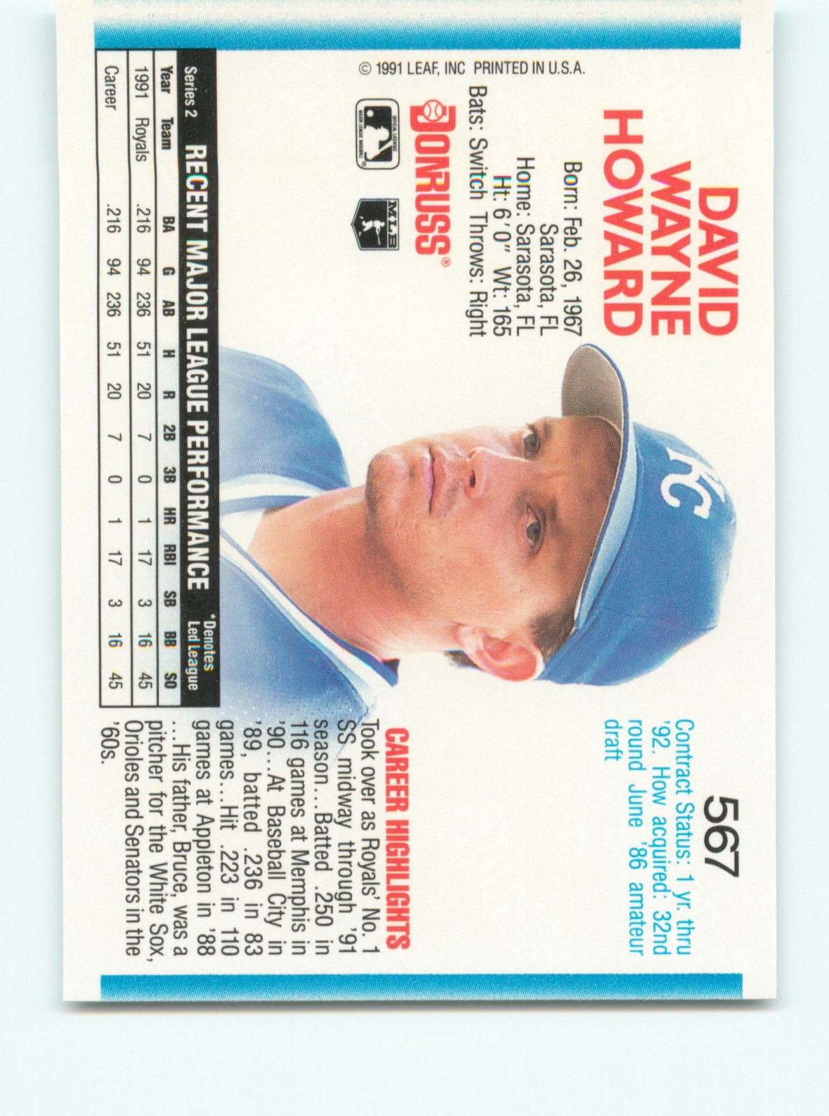 1992 Donruss #567 David Howard Kansas City Royals | eBay