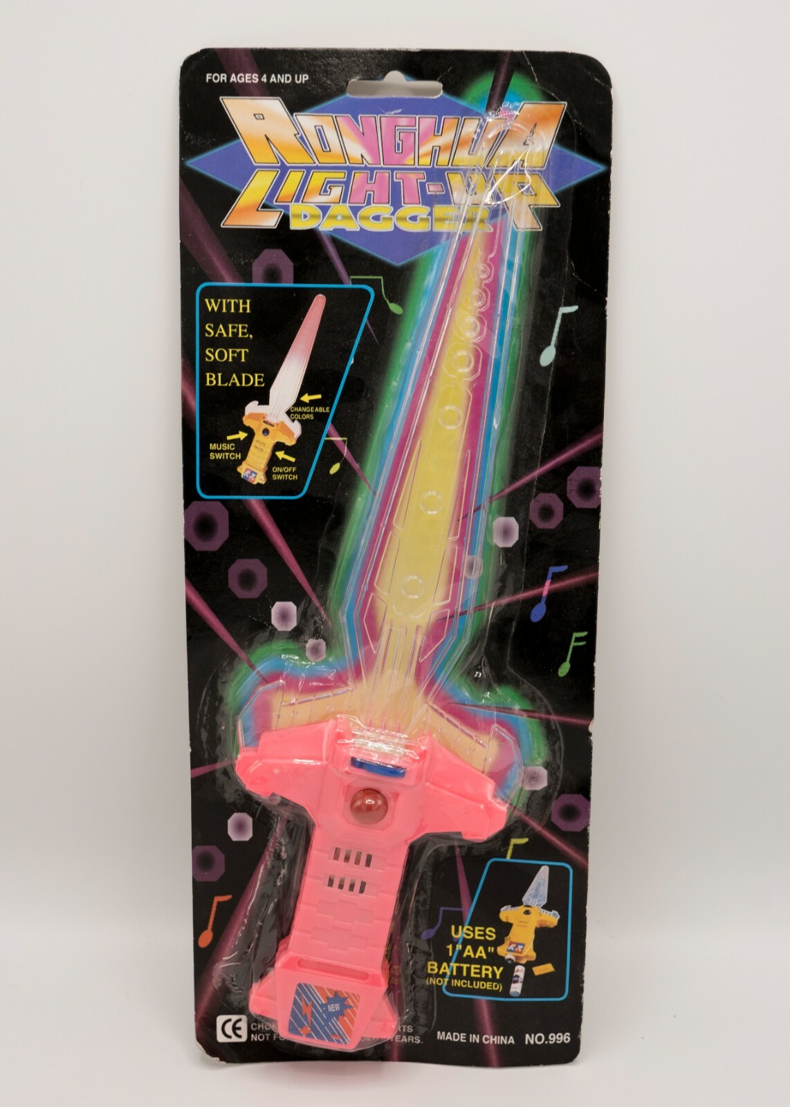 Vintage 1990s Toy Ronghua Light Up Dagger Sword PINK Sounds New Old ...