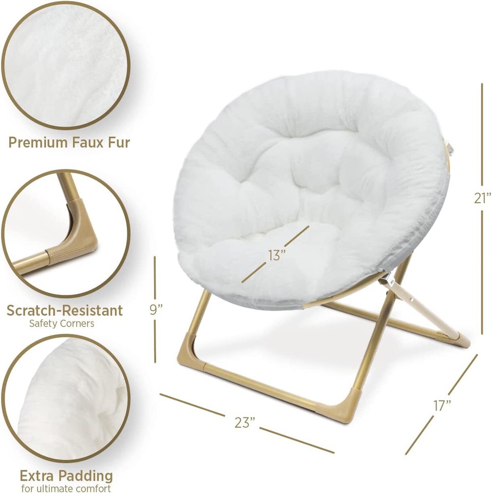 Milliard Mini Cozy Chair for Kids, Sensory Faux Fur Folding Saucer ...