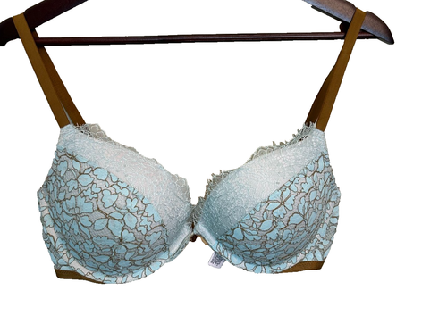 Victoria's Secret Dream Angels Push Up Bra 36D Brown Blue Floral Lace ...