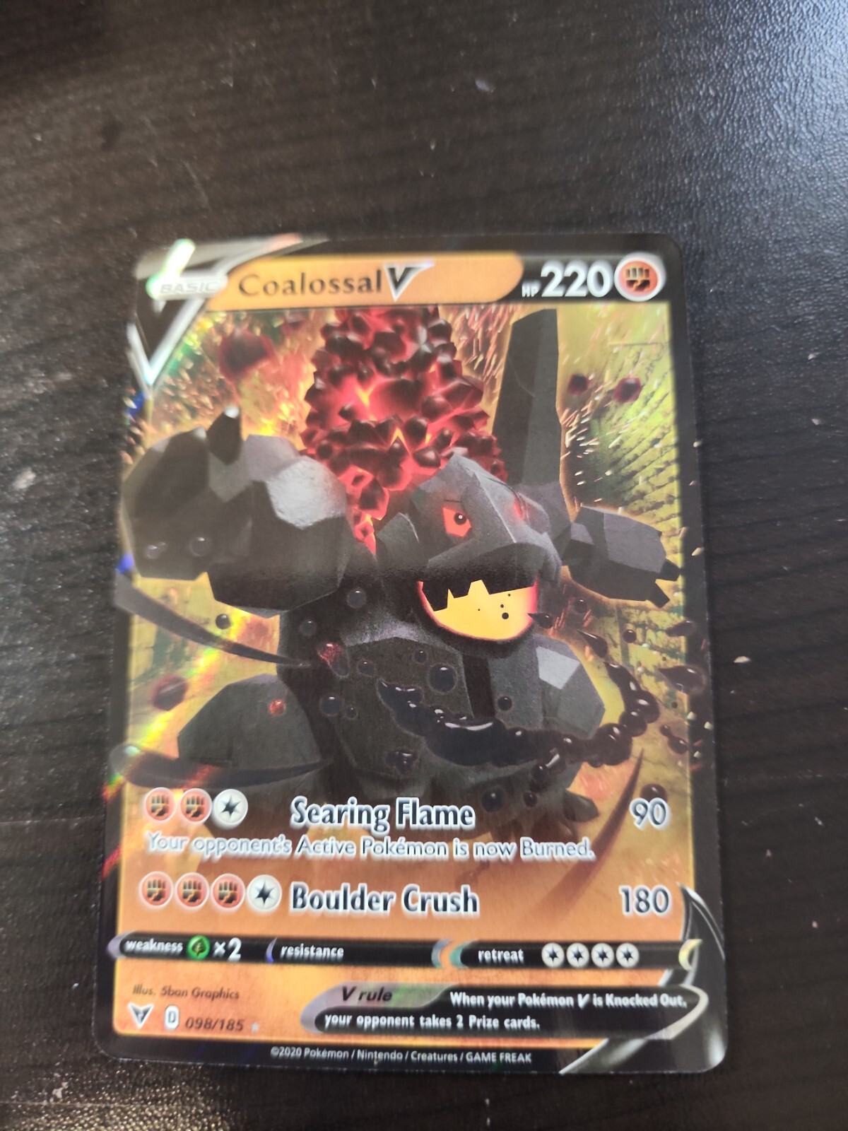 Pokémon TCG Coalossal V Vivid Voltage 098/185 Regular Ultra Rare MINT ...