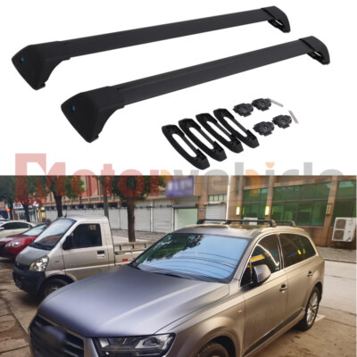 2 PCS Black Lockable Cross Bars For 2016 - 2025 Audi Q7 Roof Rack Rails ...