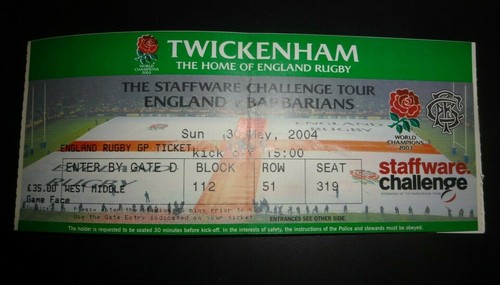 England v Barbarians 30 May 2004 Twickenham Used Rugby Ticket | eBay UK