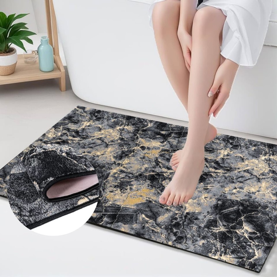 Non Slip Bath Mat Large Bathroom Rug Abstract Small Mats Large Marble ...