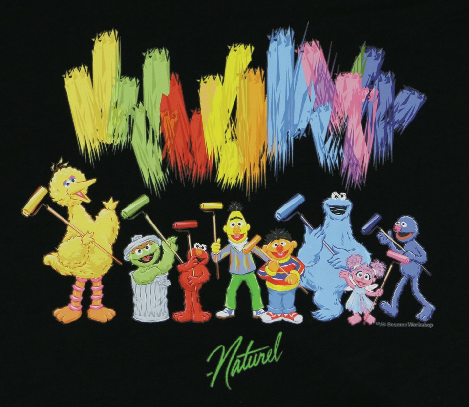 CHAMPION Men's Sesame Street Painting T-Shirt sz S Small Black | eBay