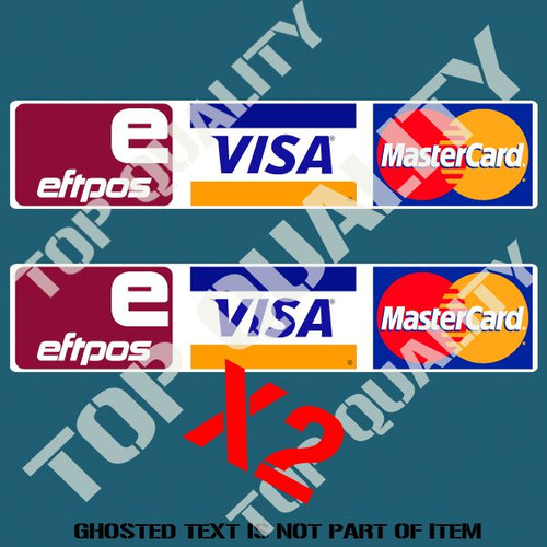 EFTPOS VISA MASTERCARD X2 DECAL STICKER SHOPFRONT WINDOW STORE MERCHANT ...
