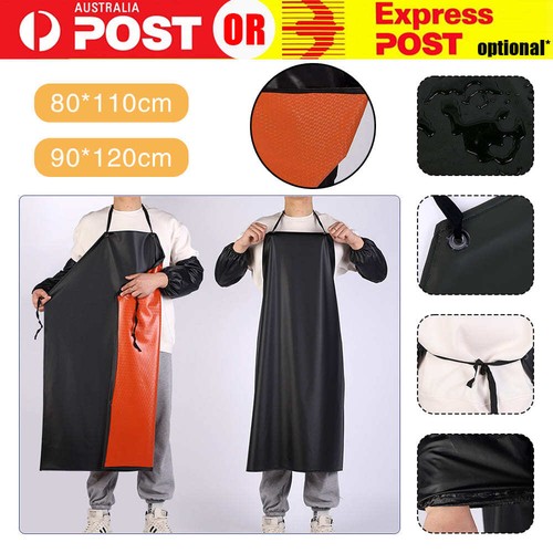 Waterproof Apron PVC Chef Apron Butcher Work 2 Sizes Black Heavy Duty ...
