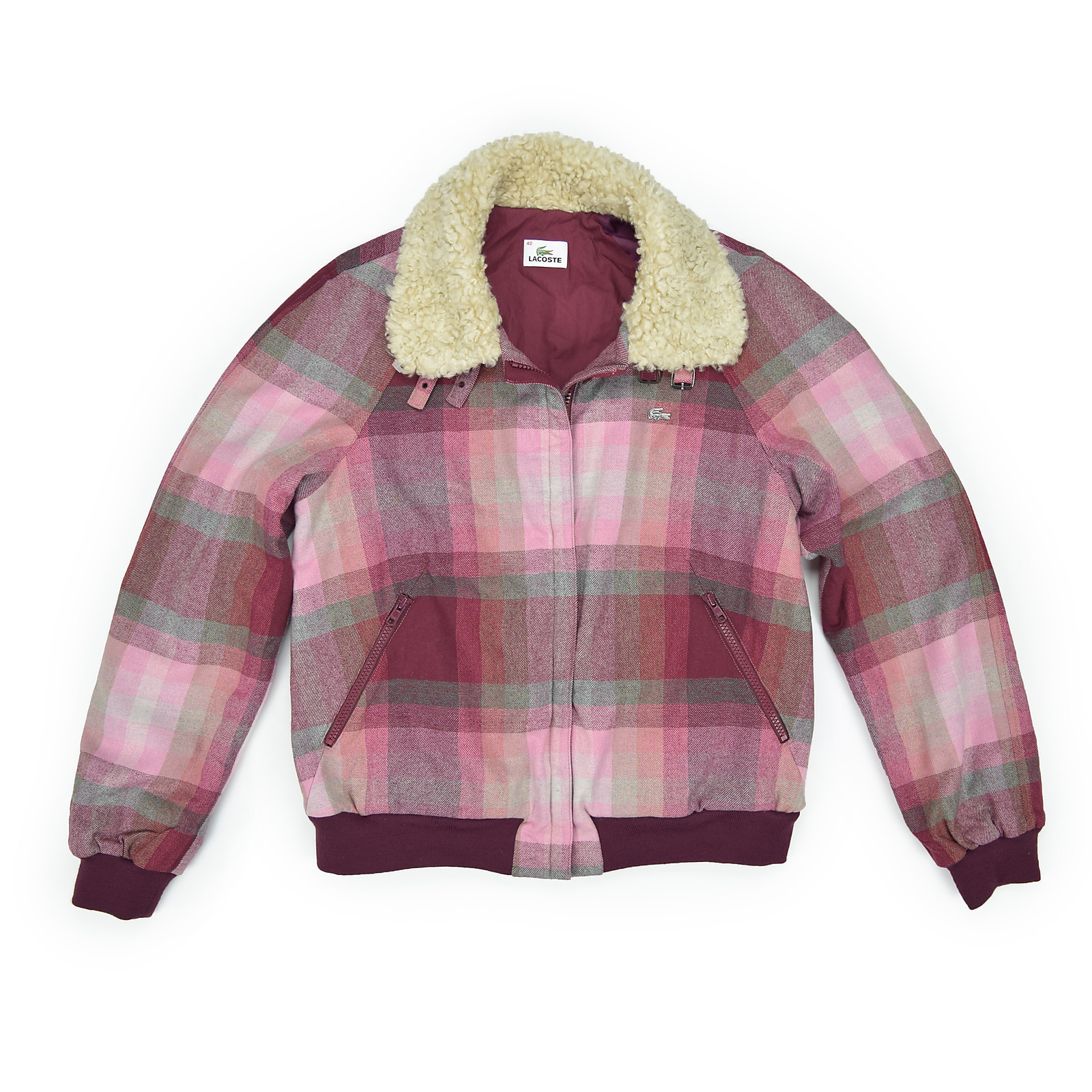 LACOSTE DEVANLAY Damen Jacke 40 M bordeaux kariert Woman Jacket ...