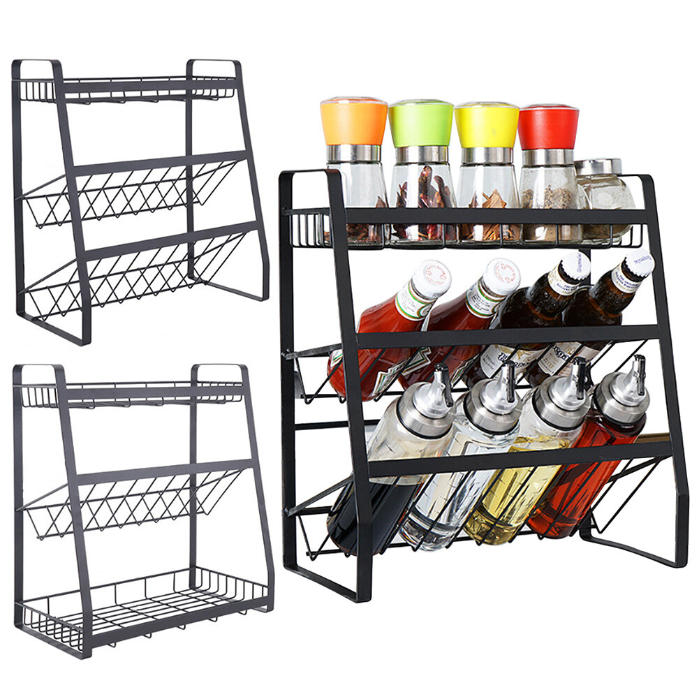 3 Tier Spice Herb Jars Stand Sauce Bottle Rack Holder Kitchen Storage ...