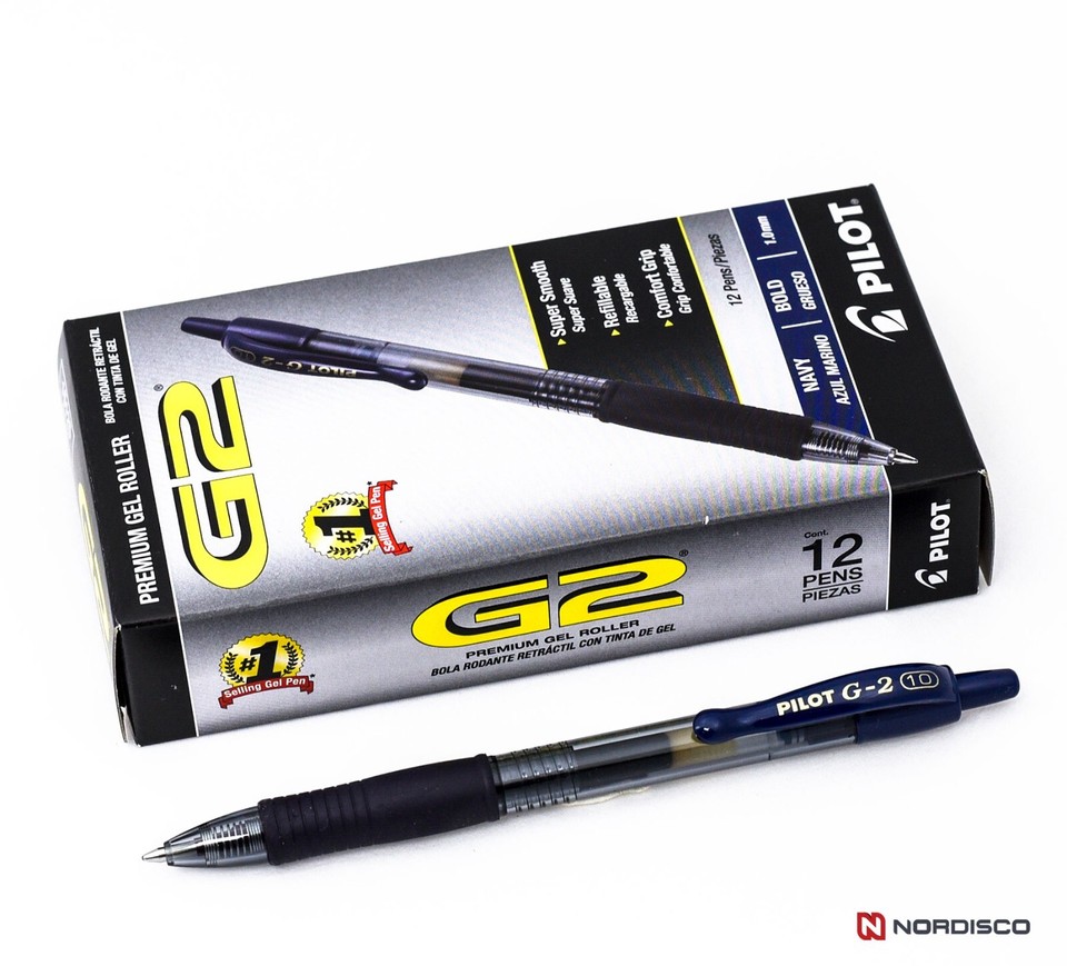 Pilot G2 1.0mm Bold 15125 Navy Gel Ink Retractable Rollerball Pens, Box ...