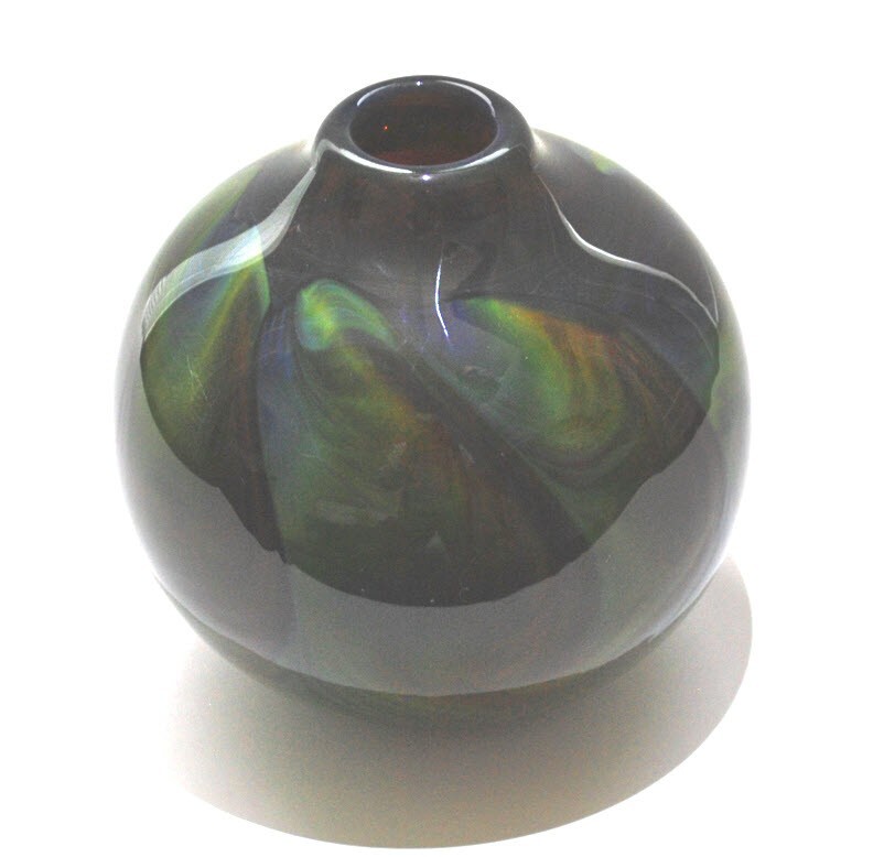 ** RARE 1975 SIGNED MICHAEL GUZZARDO STUDIO ART GLASS AGATE SWIRL ...