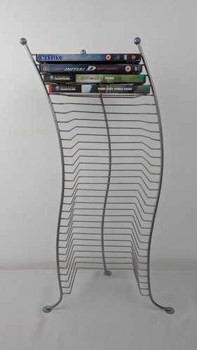 Silver Metal Wire Wavy Y2K Design DVD & Game Storage Rack Holds 30 DVD 61cm Tall | eBay