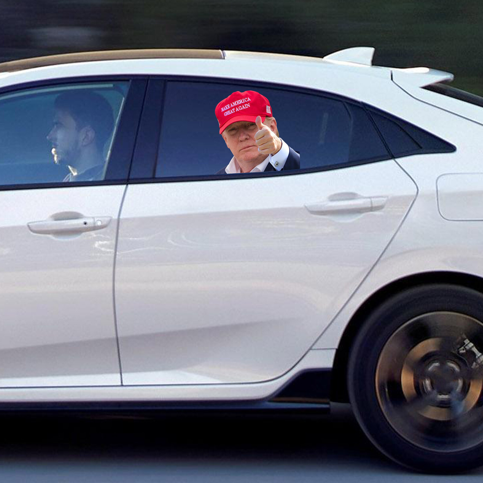 Car Window Sticker Life Person Size Passenger Ride With Trump President ...