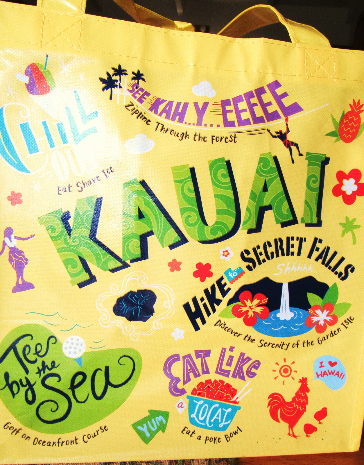 HAWAIIAN KAUAI YELLOW REUSABLE SHOPPING BAG BEACH BAG / BEACH TOTE | eBay