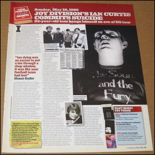 2006 Death of Ian Curtis Retrospective NME Article Page Joy Division | eBay