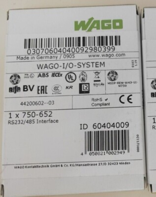 New In Box WAGO 750-652 Communication Interface Module 750652 | eBay