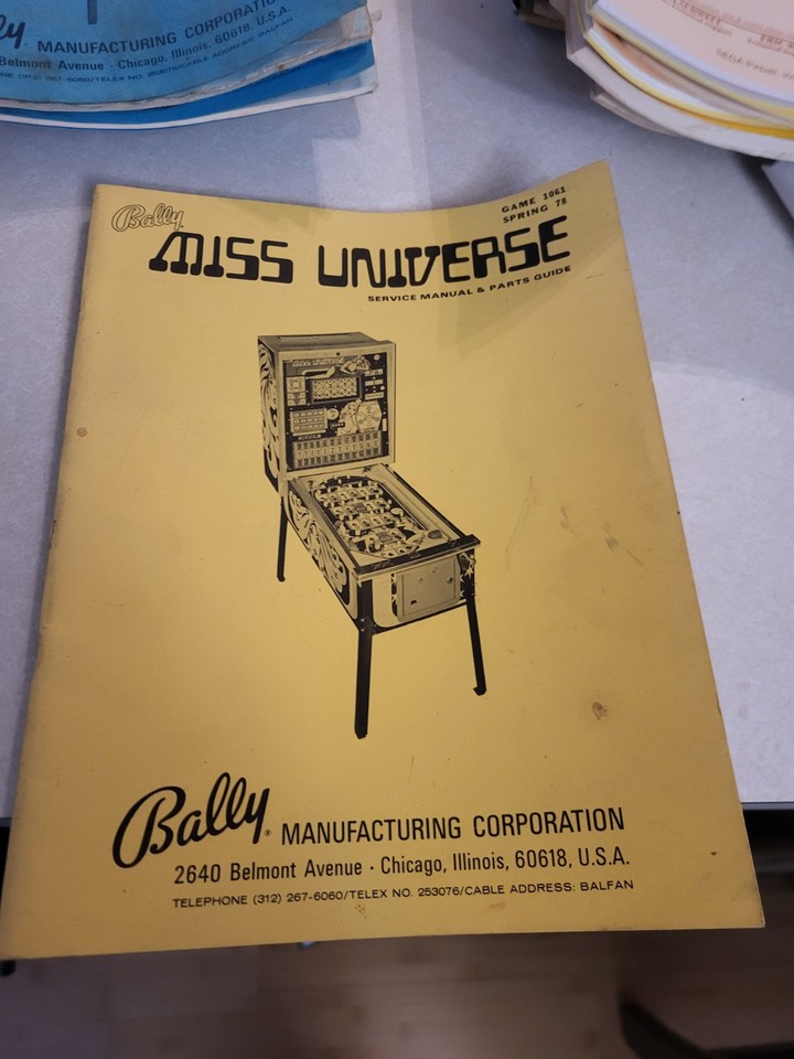 Bally Miss Universe Manual SERVICE OPERATIONS PINBALL | eBay