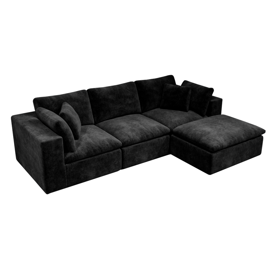 108x69 Modular Sectional Sofa w/ Plush Corduroy Fabric, No Assembly ...