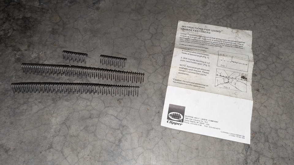 Flexco Clipper wire hook fastener UX1 Unibar hooks 430 SS 24" 6 strips ...