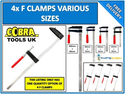 4 x Heavy Duty F Clamps Bar Clamp 150mm 200mm 300mm 600mm Quick Slide ...