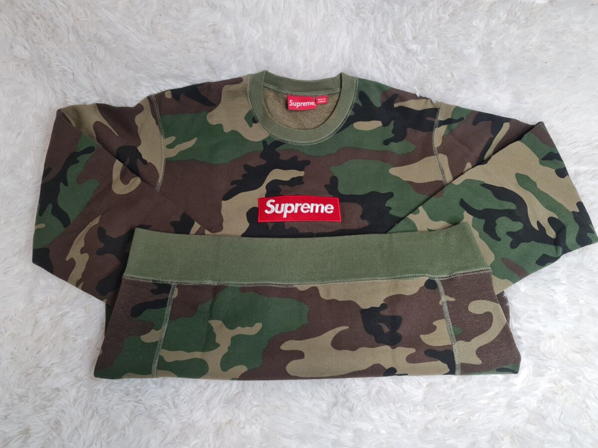 Supreme FW15 Box Logo Crewneck Woodland Camo Size Large- 100 Supreme FW15 Box Logo Crewneck Woodland Camo Size Large- 100