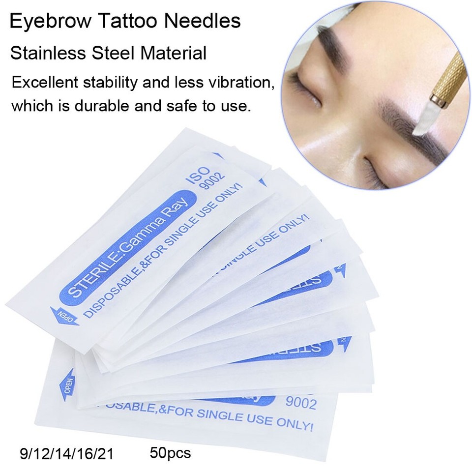 50pcs Microblading Eyebrows Needles Eyebrow Eye Lips Tattoo Needles 9 ...