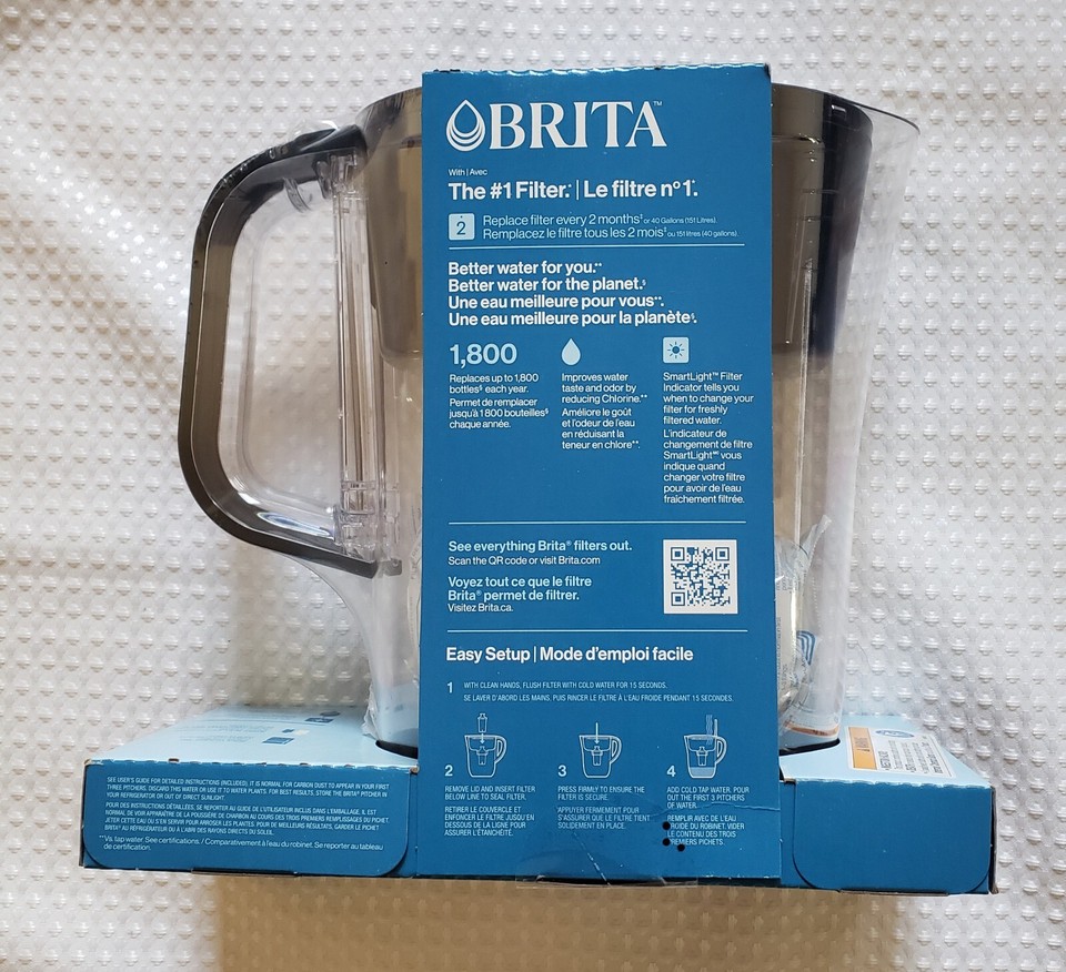 NEW Brita 6 Cup Black Water Filter Pitcher With 1 Brita Elite ...