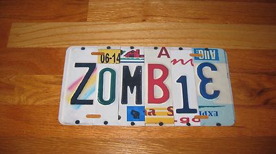 "ZOMBIE" License Plate Art on Custom Tag-Mancave Custom Car Tag ...