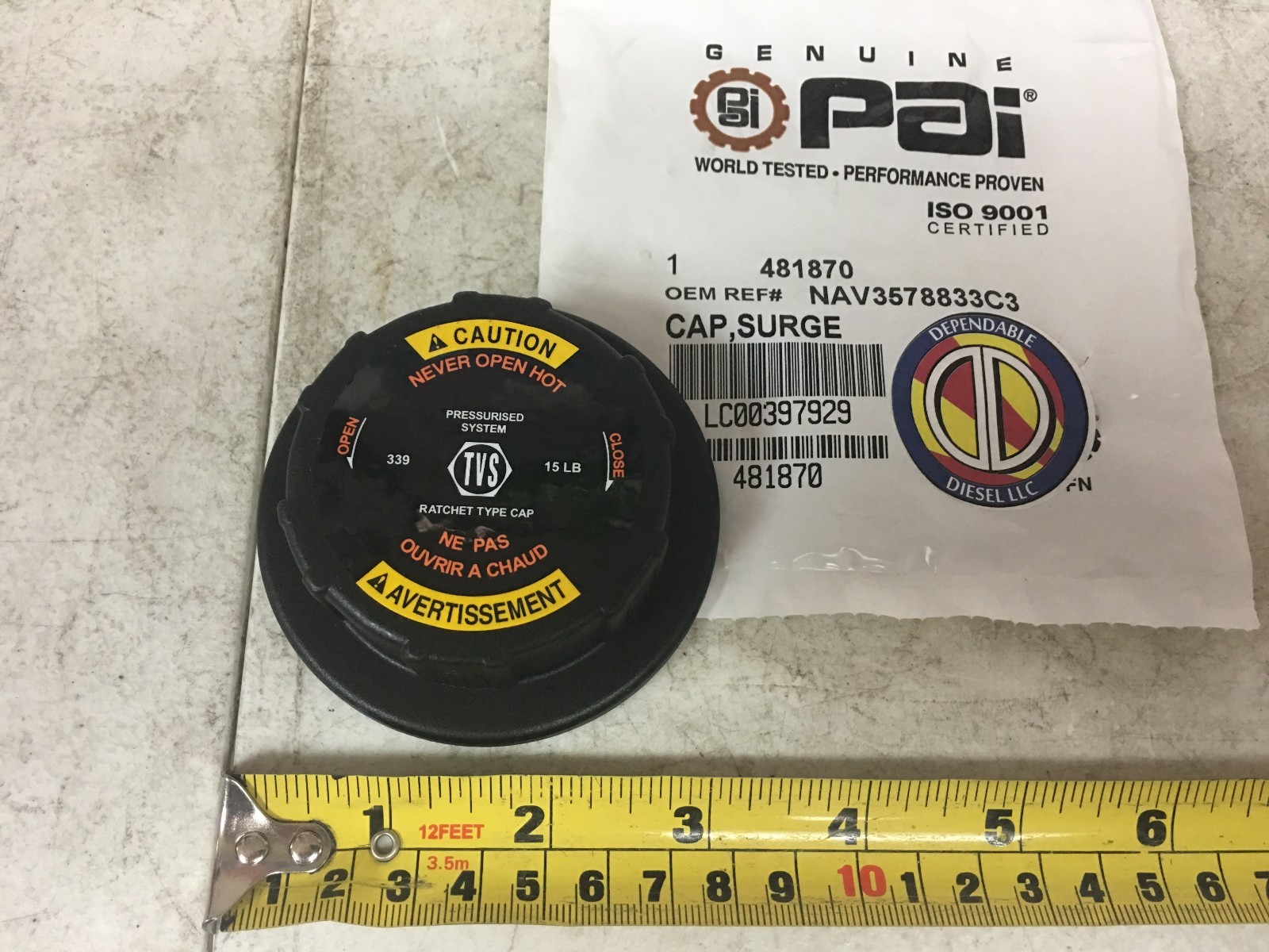 Surge Tank Cap for International. PAI# 481870 Ref# 3578833C1 3578833C2 ...