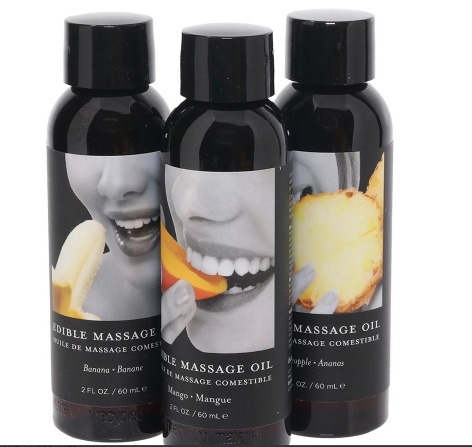 Earthly Body Massage-A-Trois Edible/Flavored Massage Oil 3pk Gift Set ...