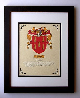 HERALDRY COAT OF ARMS ~ TORRES FAMILY CREST ~ FRAMED | eBay