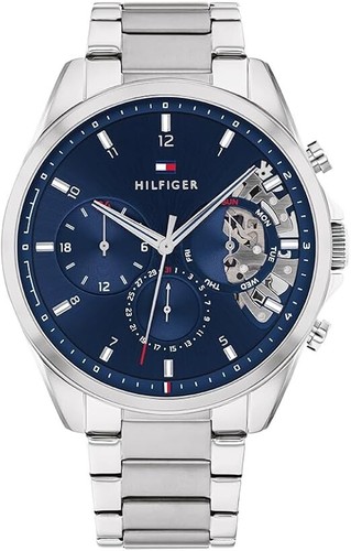 Tommy Hilfiger Mason Silver Steel Men's Multi-function 45mm Watch ...