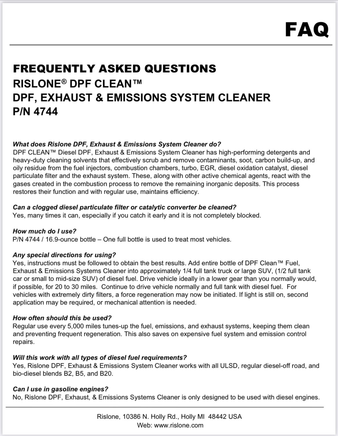 Rislone 4744 DPF Clean Diesel DPF Exhaust Emissions Cleaner | eBay UK