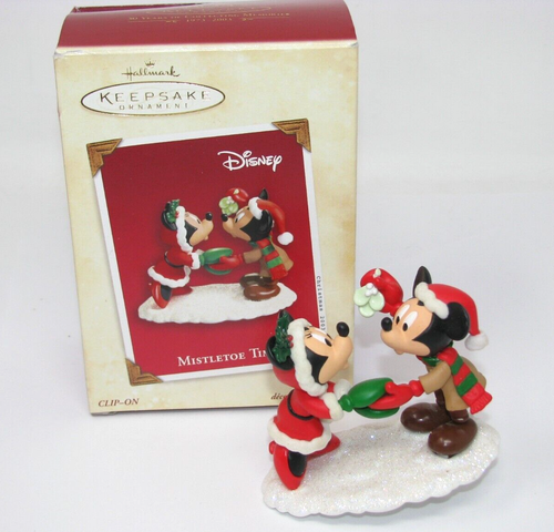 2003 Hallmark Disney Mickey & Minnie Mouse Mistletoe Time Ornament clip ...