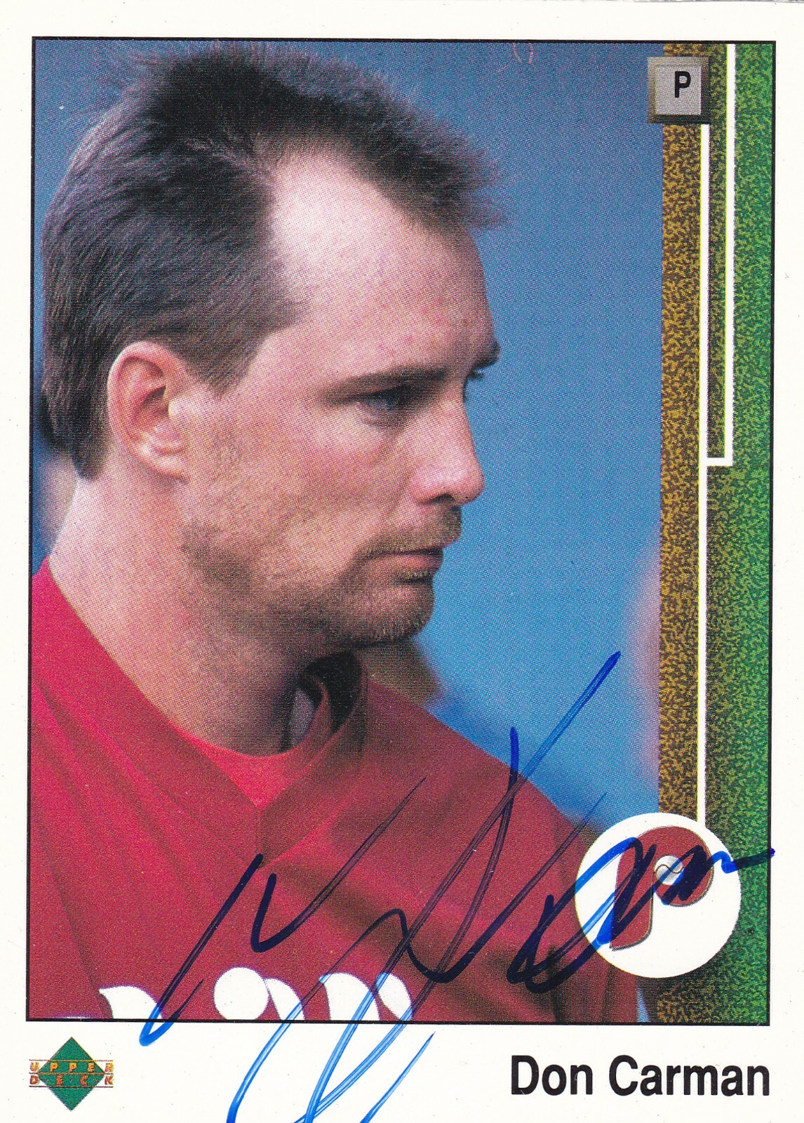 DON CARMAN PHILADELPHIA PHILLIES SIGNED 1989 CARD TEXAS RANGERS ...