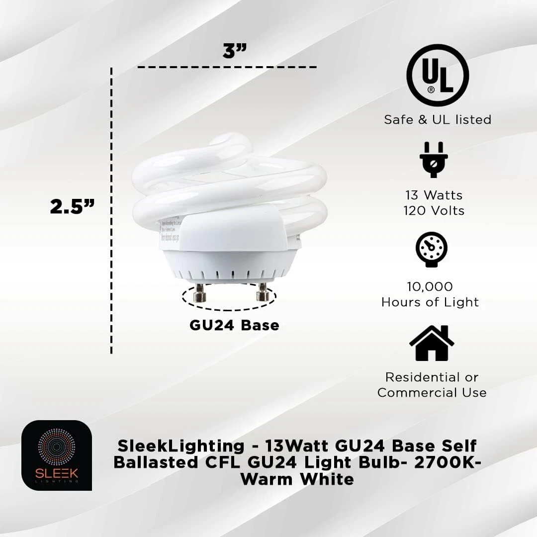 Self Ballasted Gu24 13 Watt Light Bulbs | Shelly Lighting