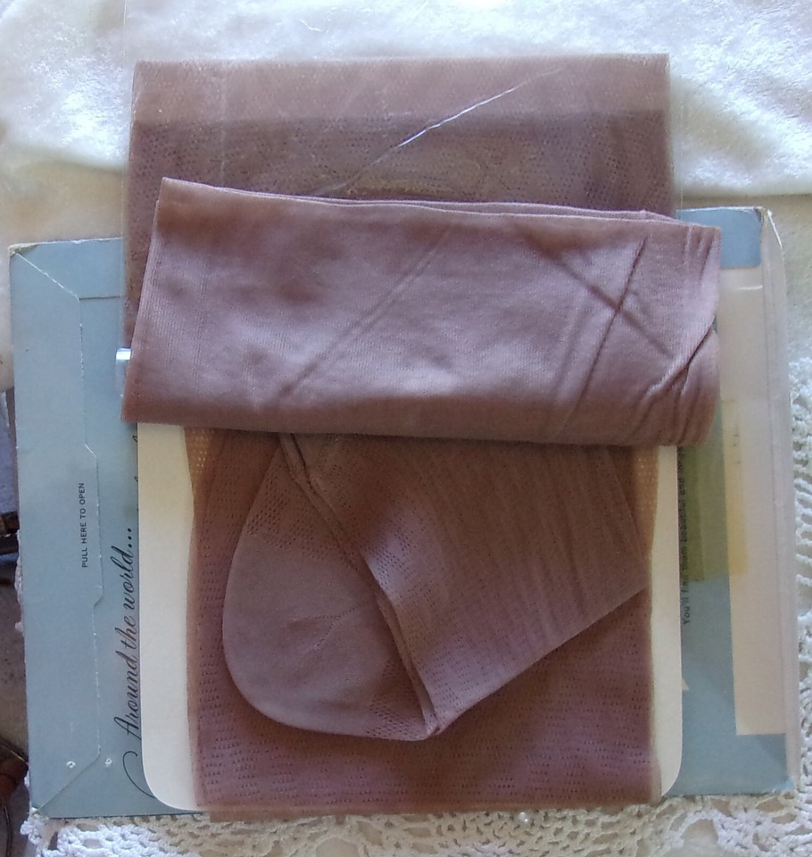 Vtg Lady BVD TEXTURES Nylon Stockings Patterned Garter Hosiery Size 10 ...
