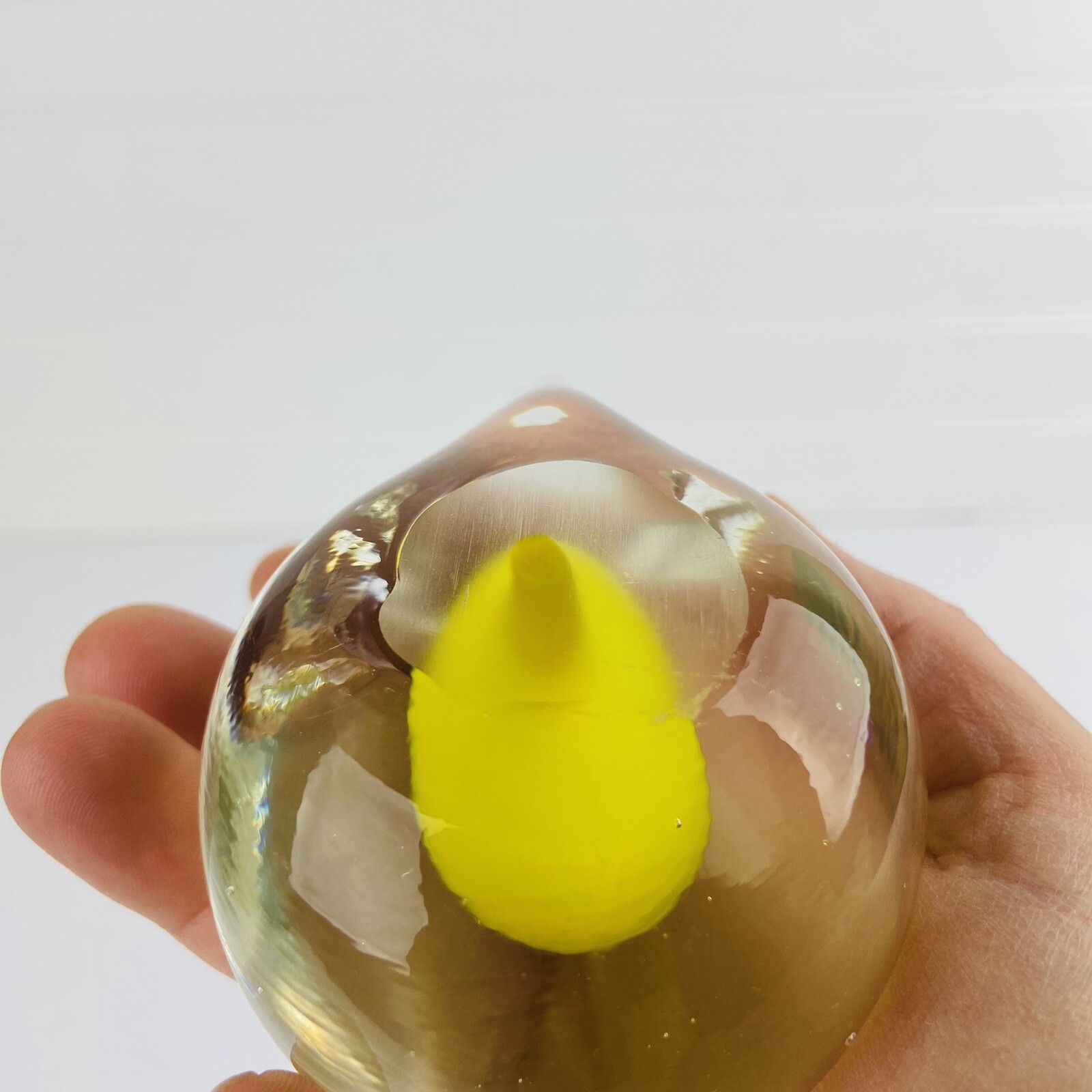 Cute Vintage Art Glass Clear Yellow Bubble Sommerso Pig Paperweight ...