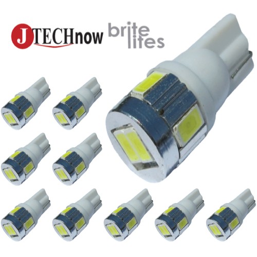 Jtech 10x T10 6 SMD5630 LED 3W Super Bright White 194 168 2825 W5W ...